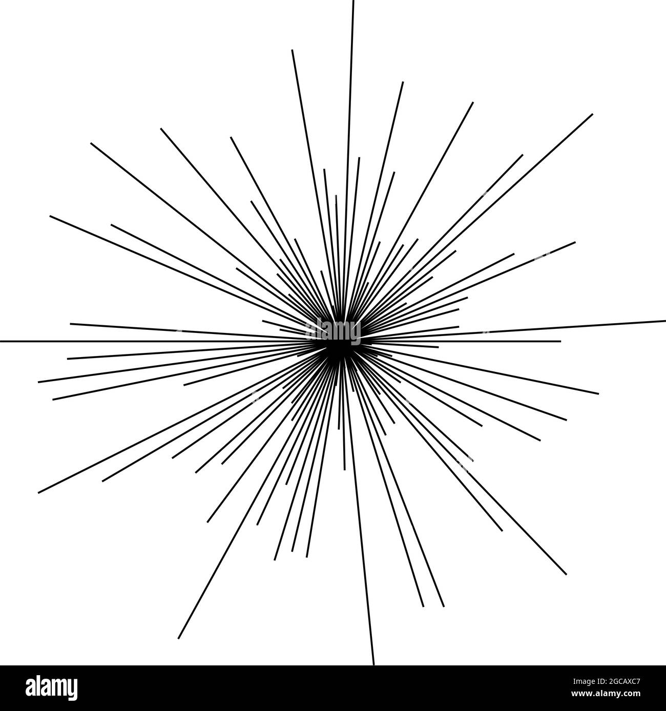 Radial radiating beam ray lines. Starburst, sunburst lineal element ...