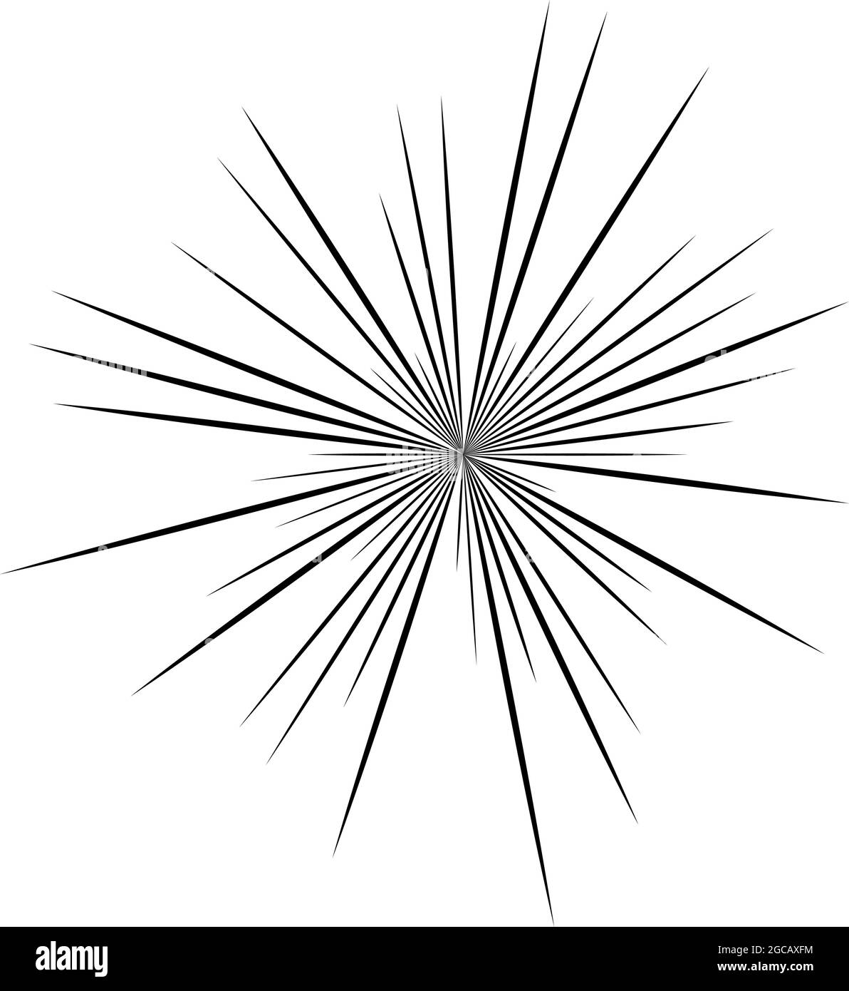 Radial radiating beam ray lines. Starburst, sunburst lineal element ...