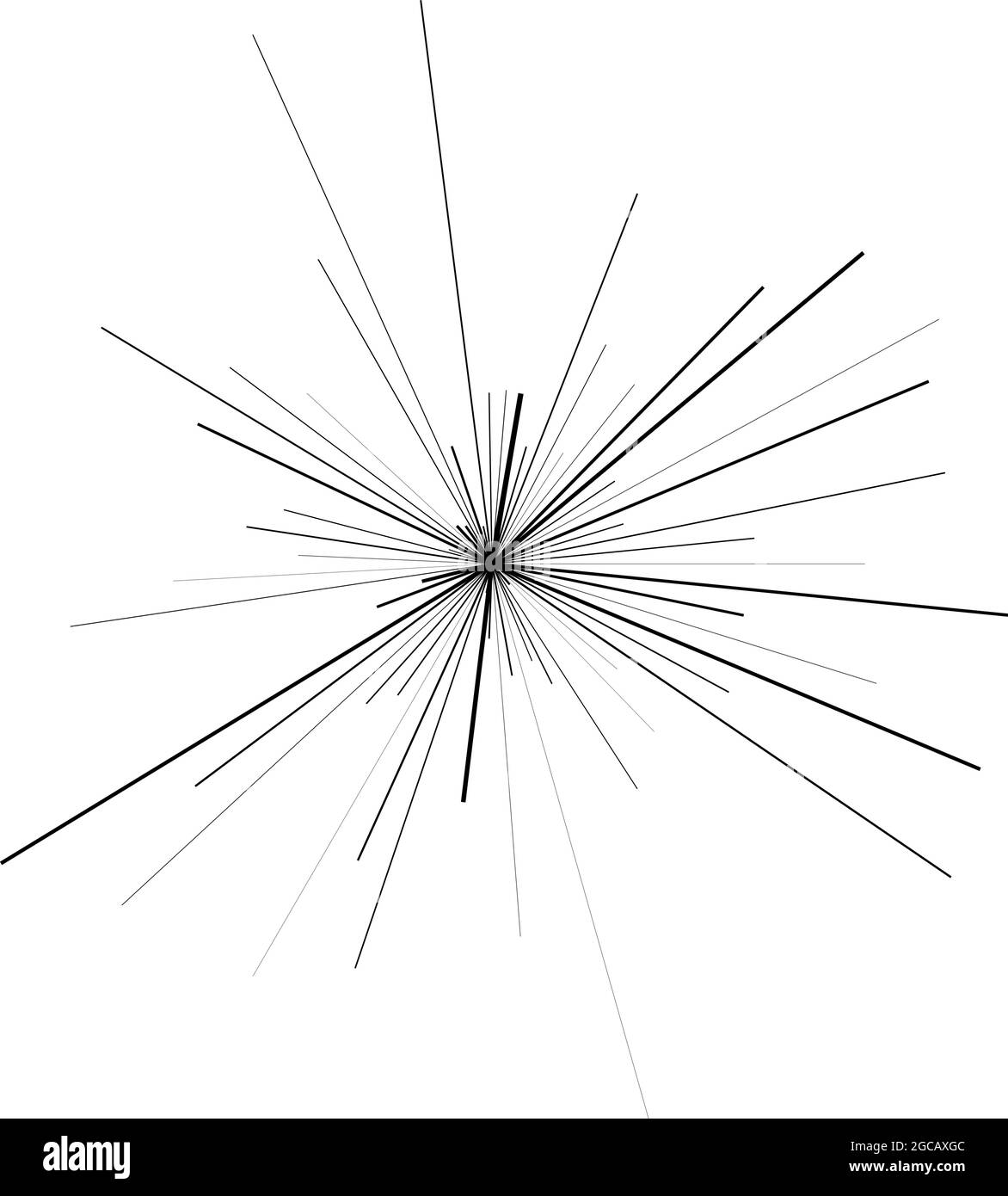 Radial radiating beam ray lines. Starburst, sunburst lineal element ...