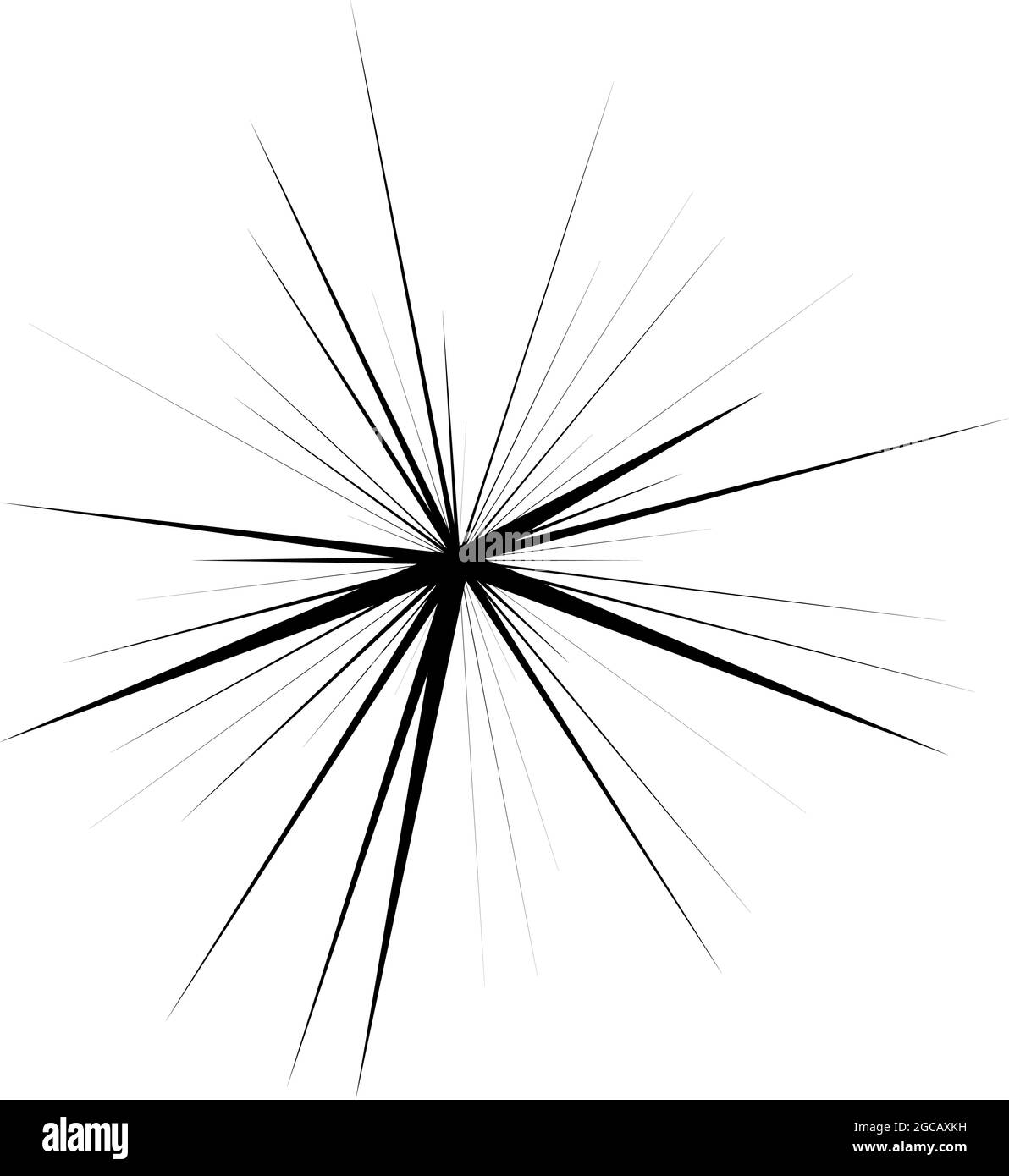 Radial radiating beam ray lines. Starburst, sunburst lineal element ...
