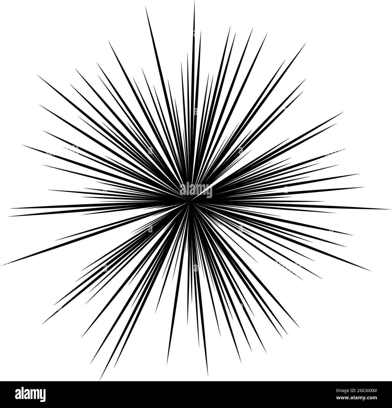 Radial radiating beam ray lines. Starburst, sunburst lineal element ...