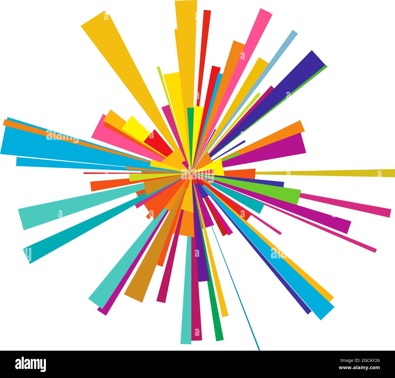 Radial radiating beam ray lines. Starburst, sunburst lineal element ...