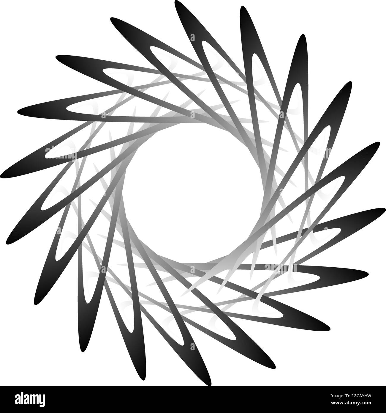 Circular, radial icon, motif, mandala shape. Swirl, twirl, helix ...