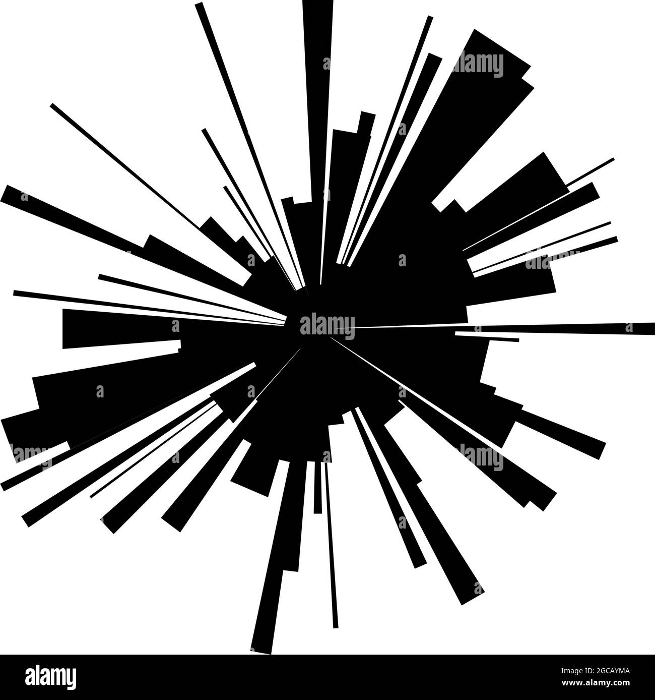 Radial radiating beam ray lines. Starburst, sunburst lineal element ...