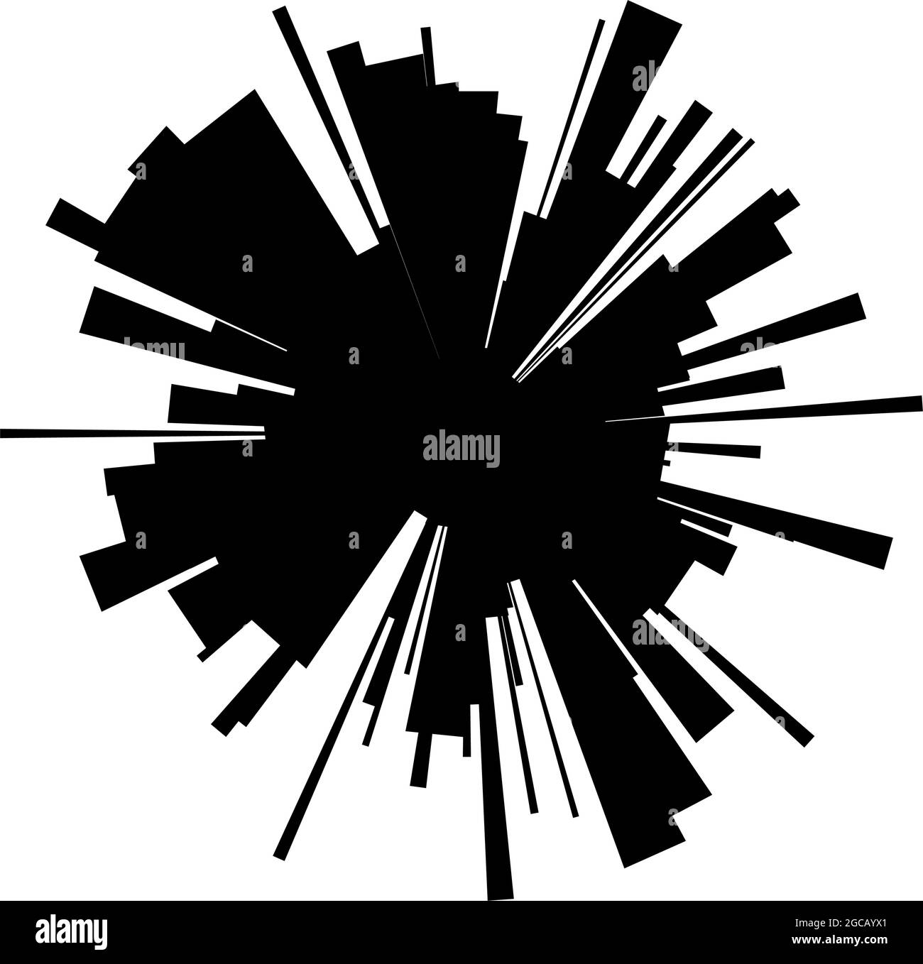 Radial radiating beam ray lines. Starburst, sunburst lineal element ...