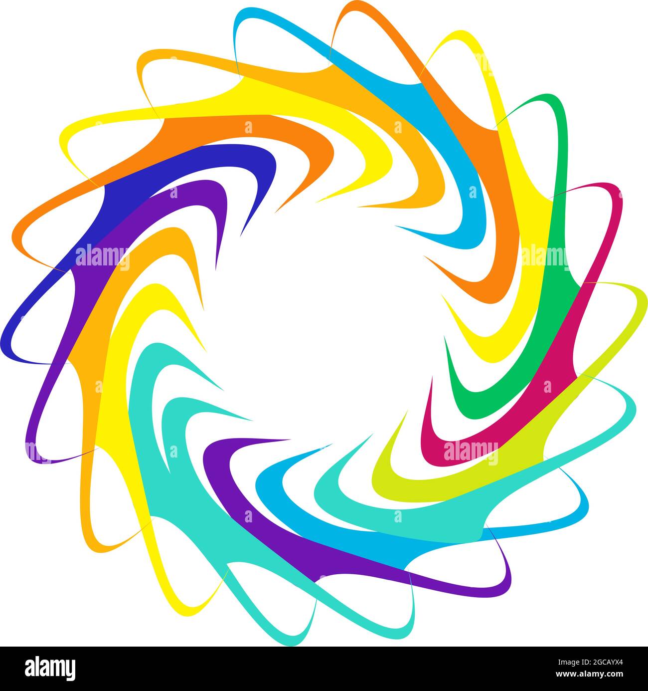 Circular, radial icon, motif, mandala shape. Swirl, twirl, helix ...