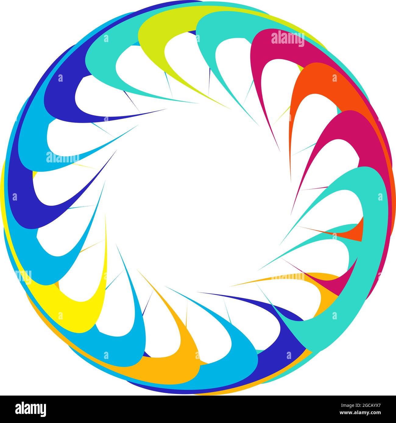 Circular, radial icon, motif, mandala shape. Swirl, twirl, helix ...