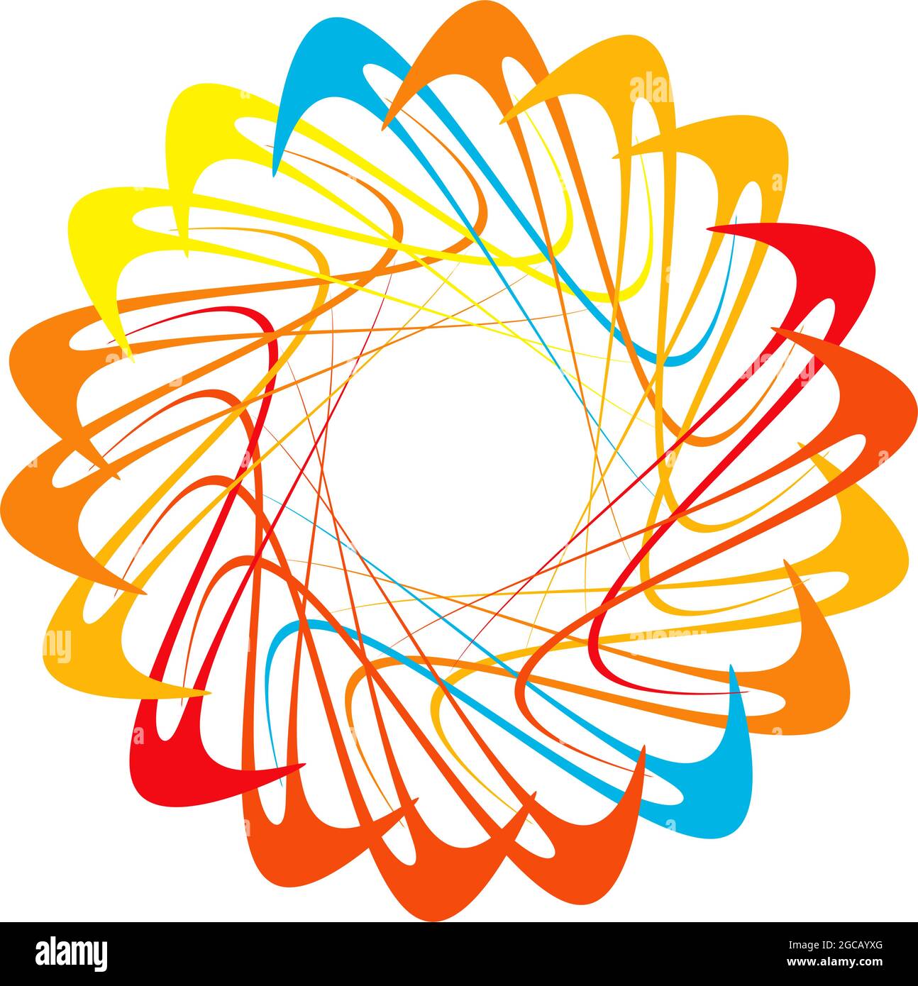 Circular, radial icon, motif, mandala shape. Swirl, twirl, helix ...
