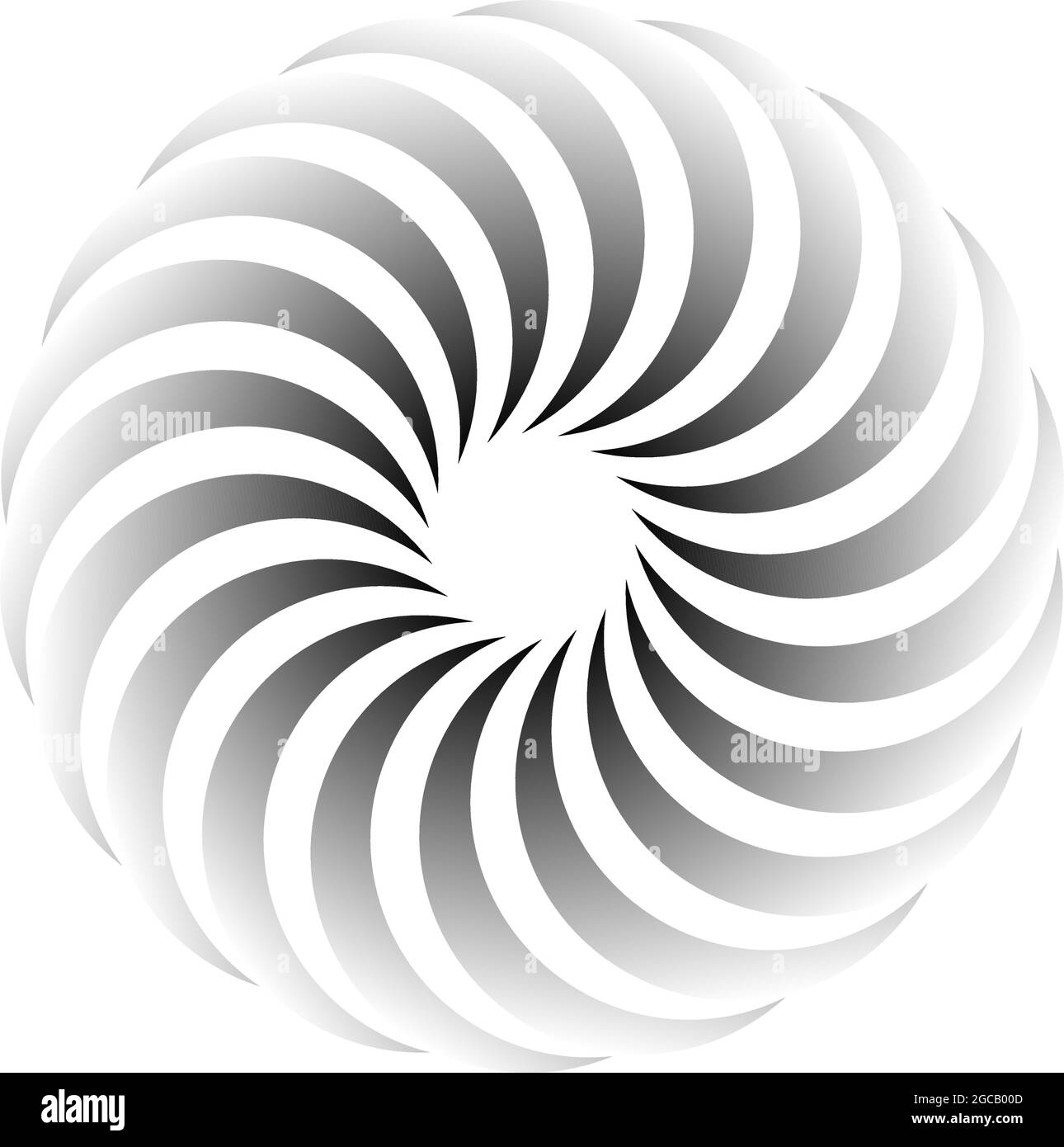 Circular, radial icon, motif, mandala shape. Swirl, twirl, helix ...