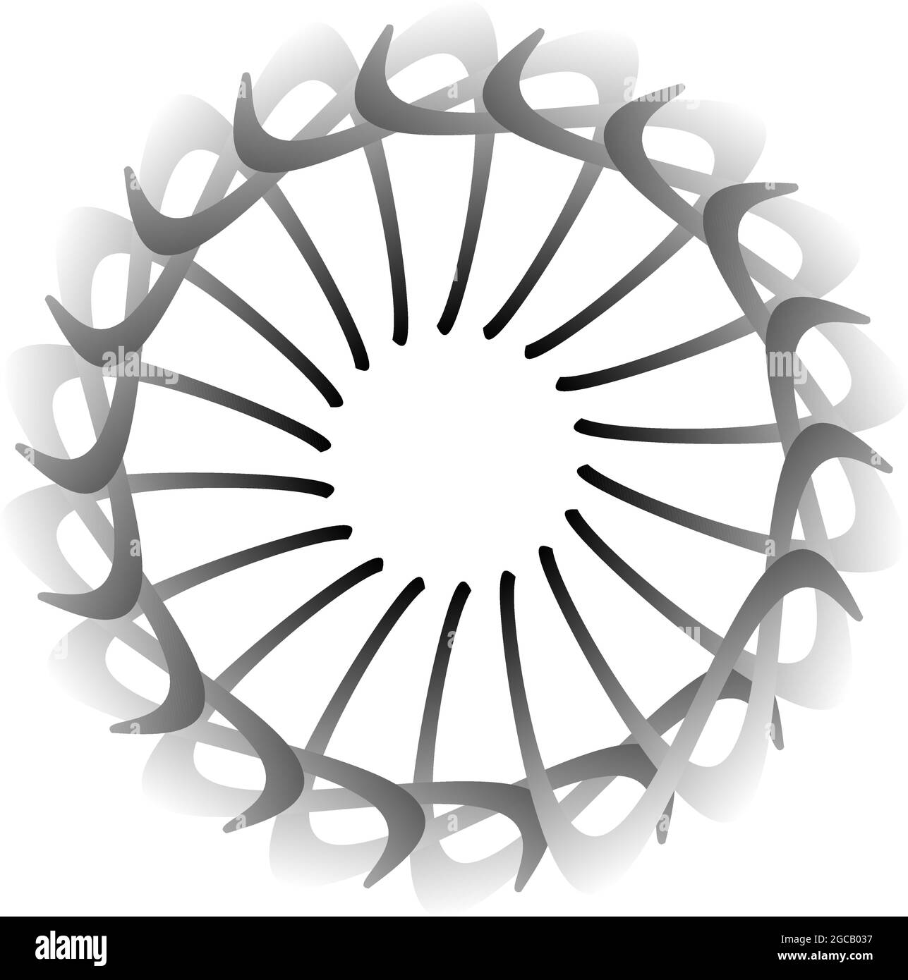 Circular, radial icon, motif, mandala shape. Swirl, twirl, helix ...