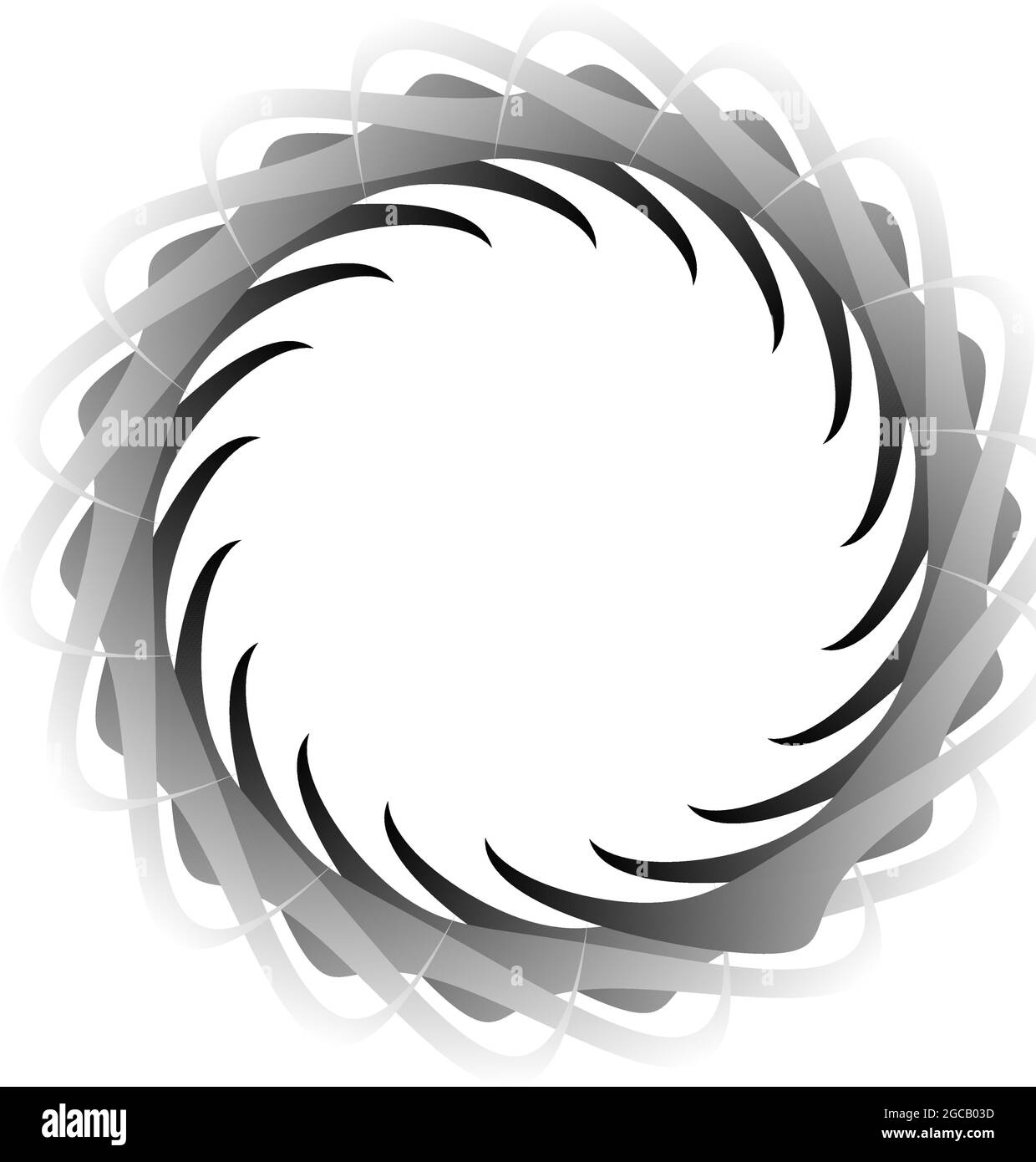 Circular, radial icon, motif, mandala shape. Swirl, twirl, helix ...