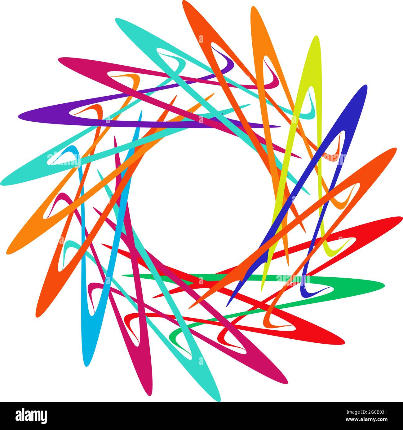 Circular, radial icon, motif, mandala shape. Swirl, twirl, helix ...