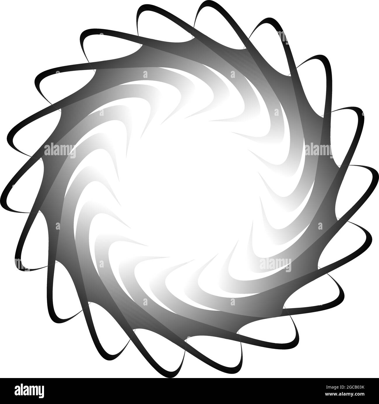 Circular, radial icon, motif, mandala shape. Swirl, twirl, helix ...