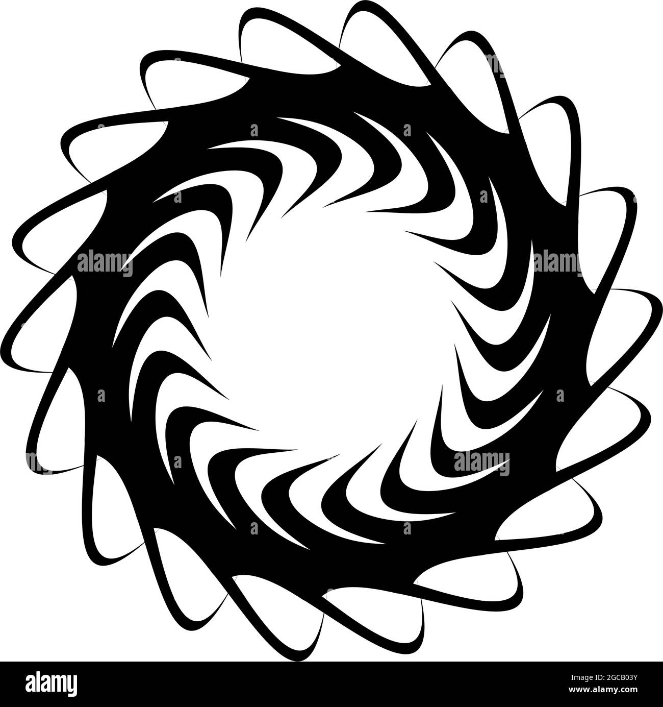 Circular, radial icon, motif, mandala shape. Swirl, twirl, helix ...