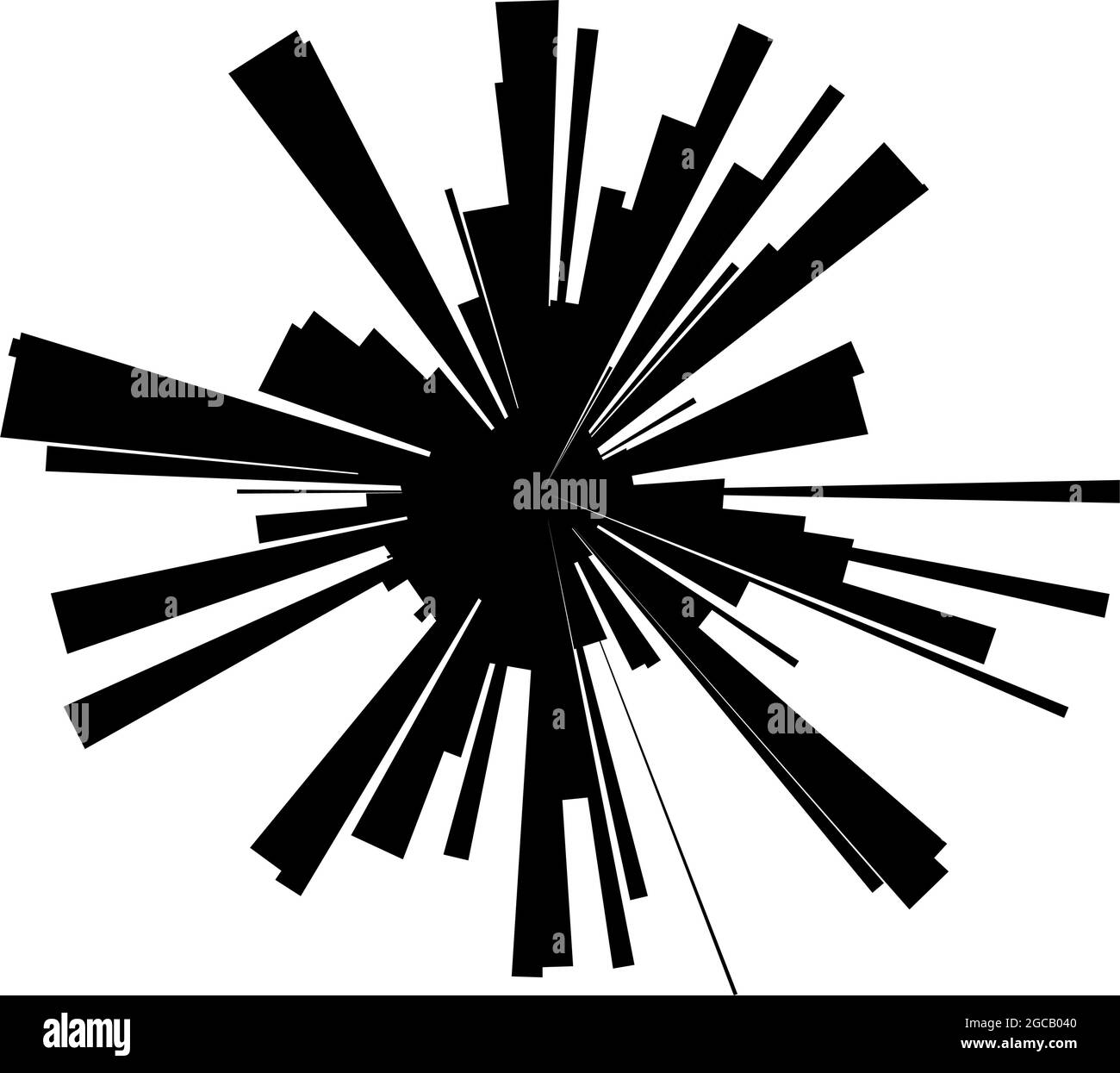 Radial radiating beam ray lines. Starburst, sunburst lineal element ...