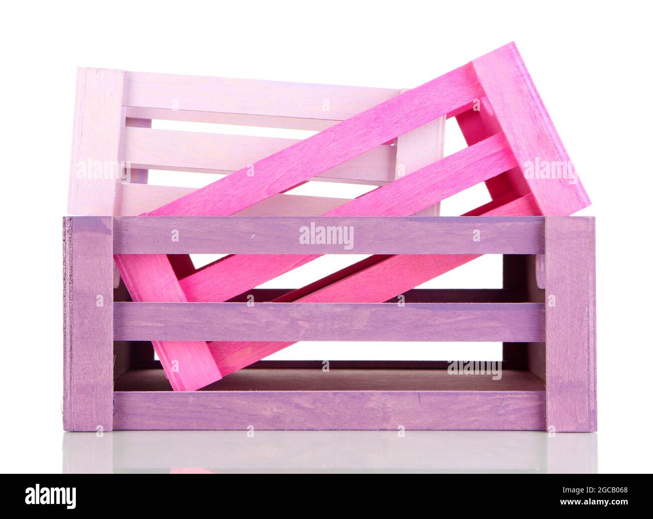 Color wooden crates, isolated on white Stock Photo - Alamy