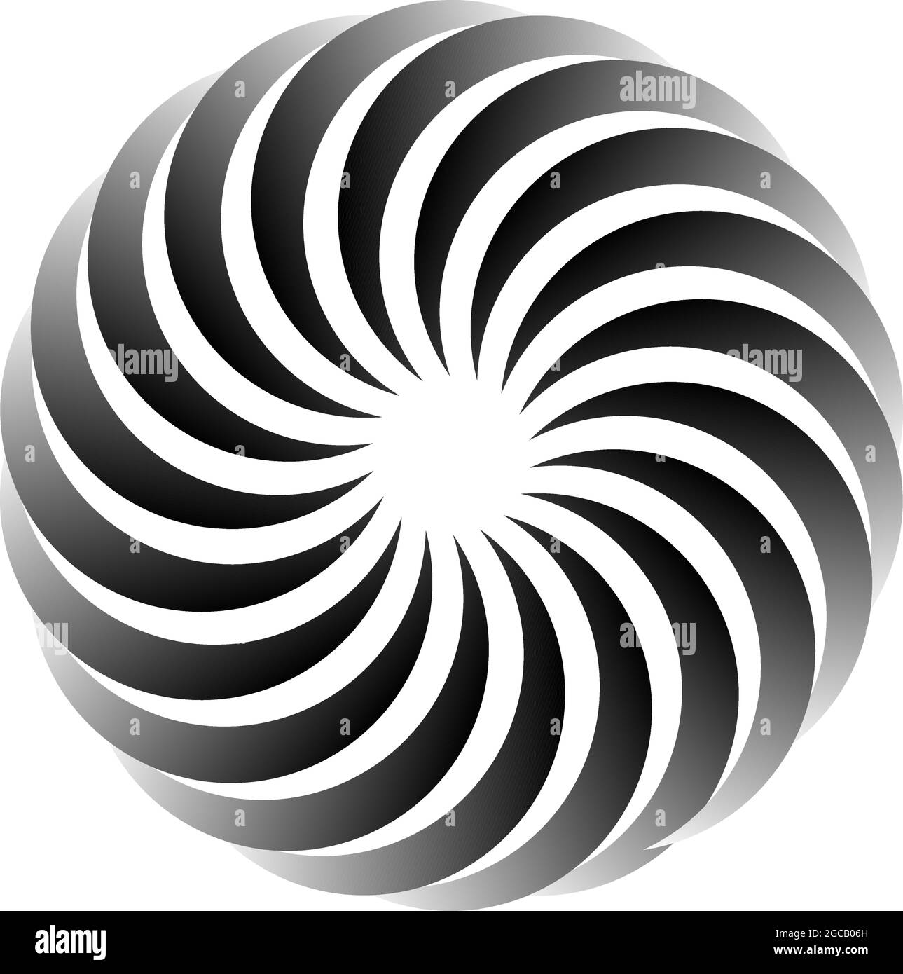 Circular, radial icon, motif, mandala shape. Swirl, twirl, helix ...