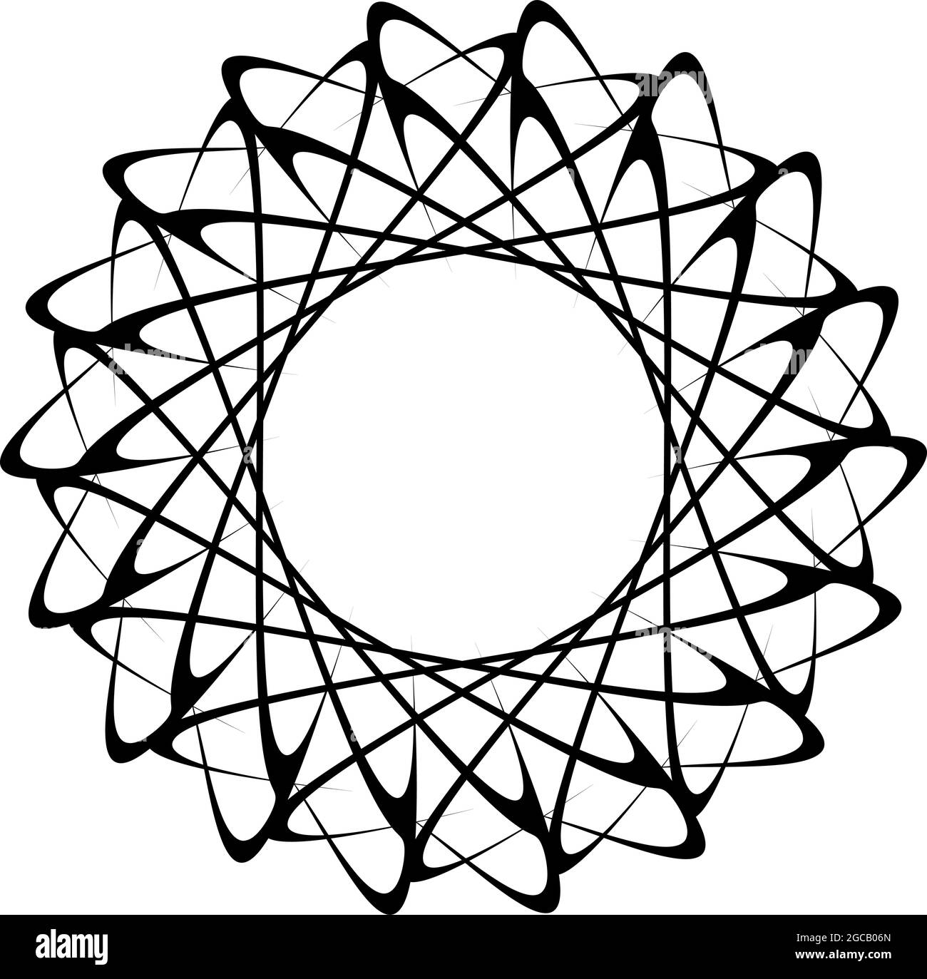 Circular, radial icon, motif, mandala shape. Swirl, twirl, helix ...