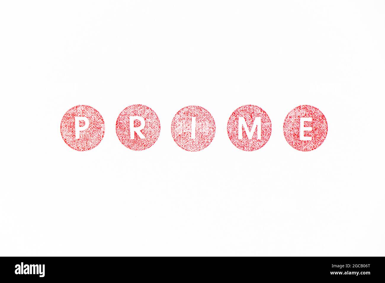 Red color rubber stamp in word prime on white paper background Stock ...