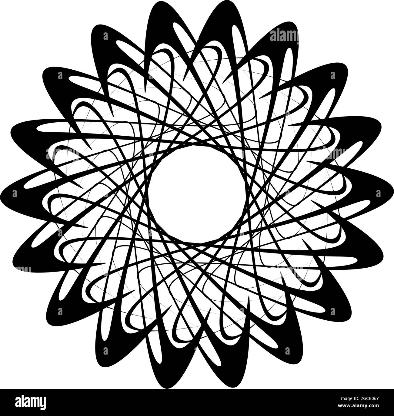 Circular, radial icon, motif, mandala shape. Swirl, twirl, helix ...