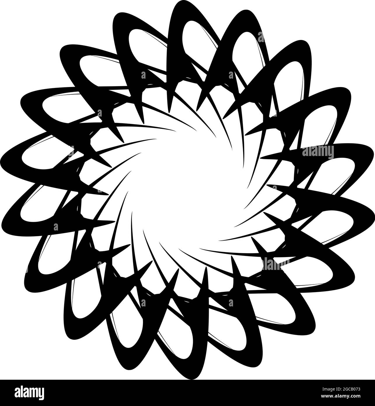 Circular, radial icon, motif, mandala shape. Swirl, twirl, helix ...
