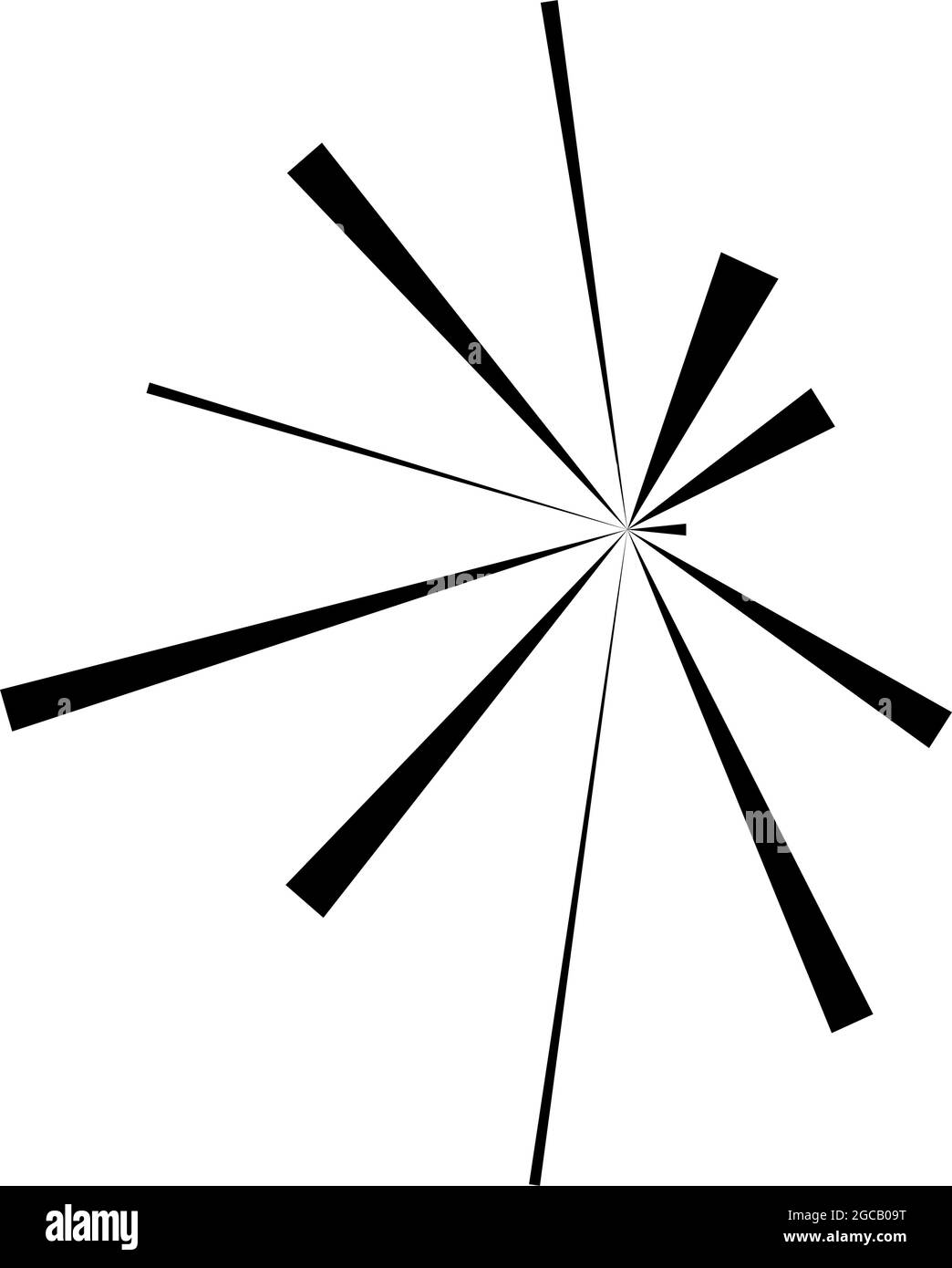 Radial radiating beam ray lines. Starburst, sunburst lineal element ...
