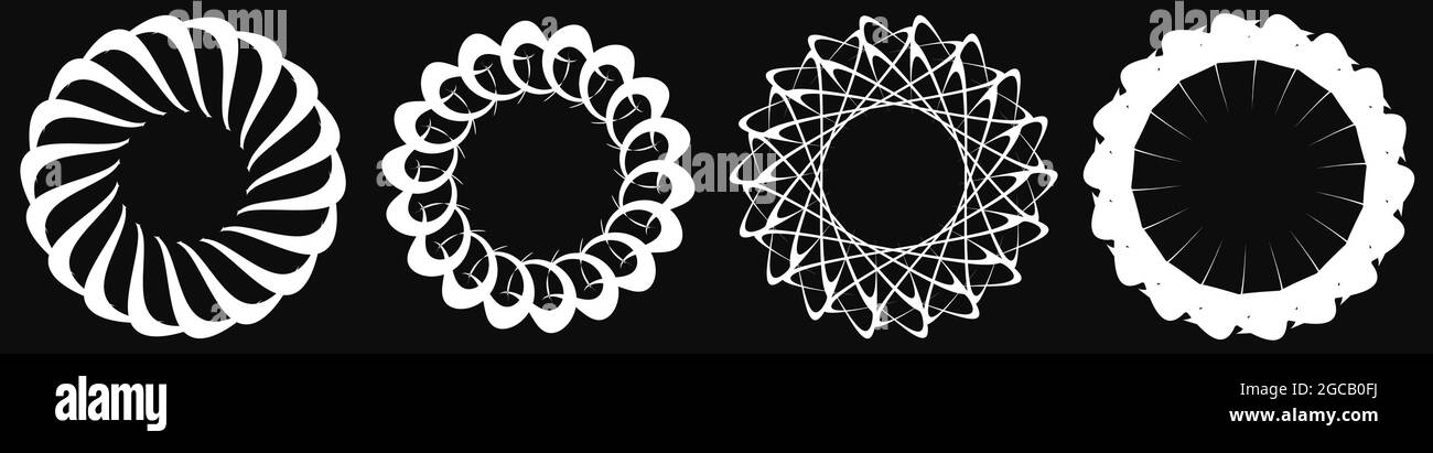 Circular, radial icon, motif, mandala shape. Swirl, twirl, helix ...