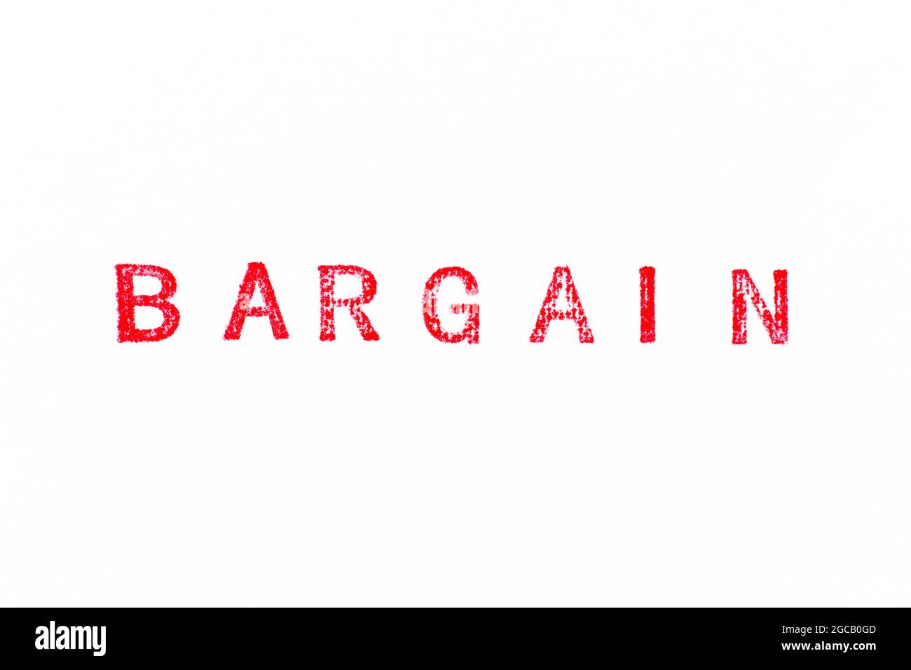 Red color rubber stamp in word bargain on white paper background Stock ...