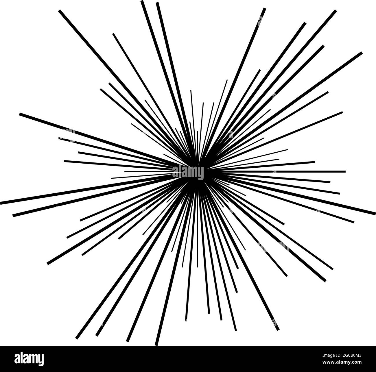 Radial radiating beam ray lines. Starburst, sunburst lineal element ...