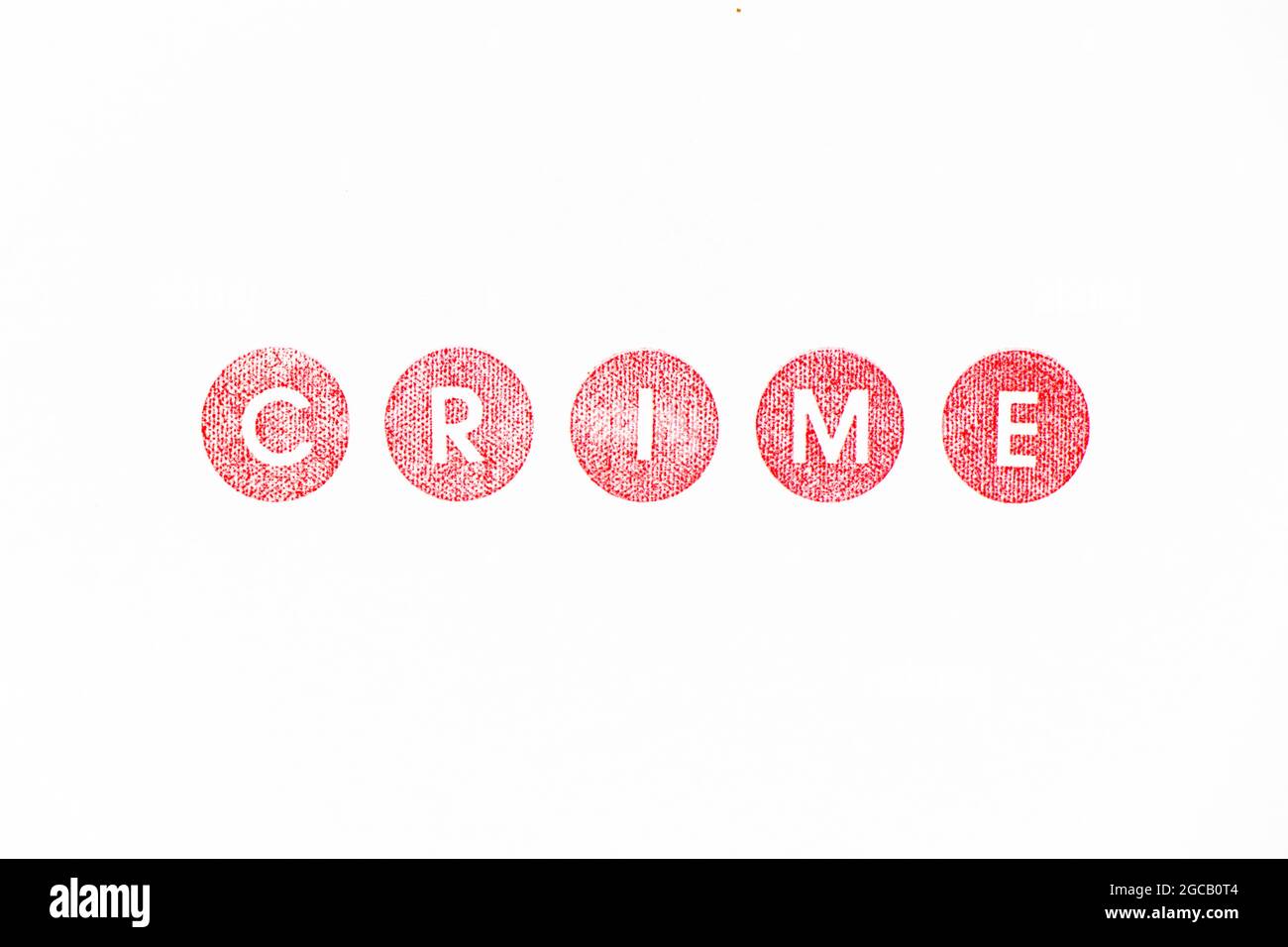 Red color rubber stamp in word crime on white paper background Stock ...