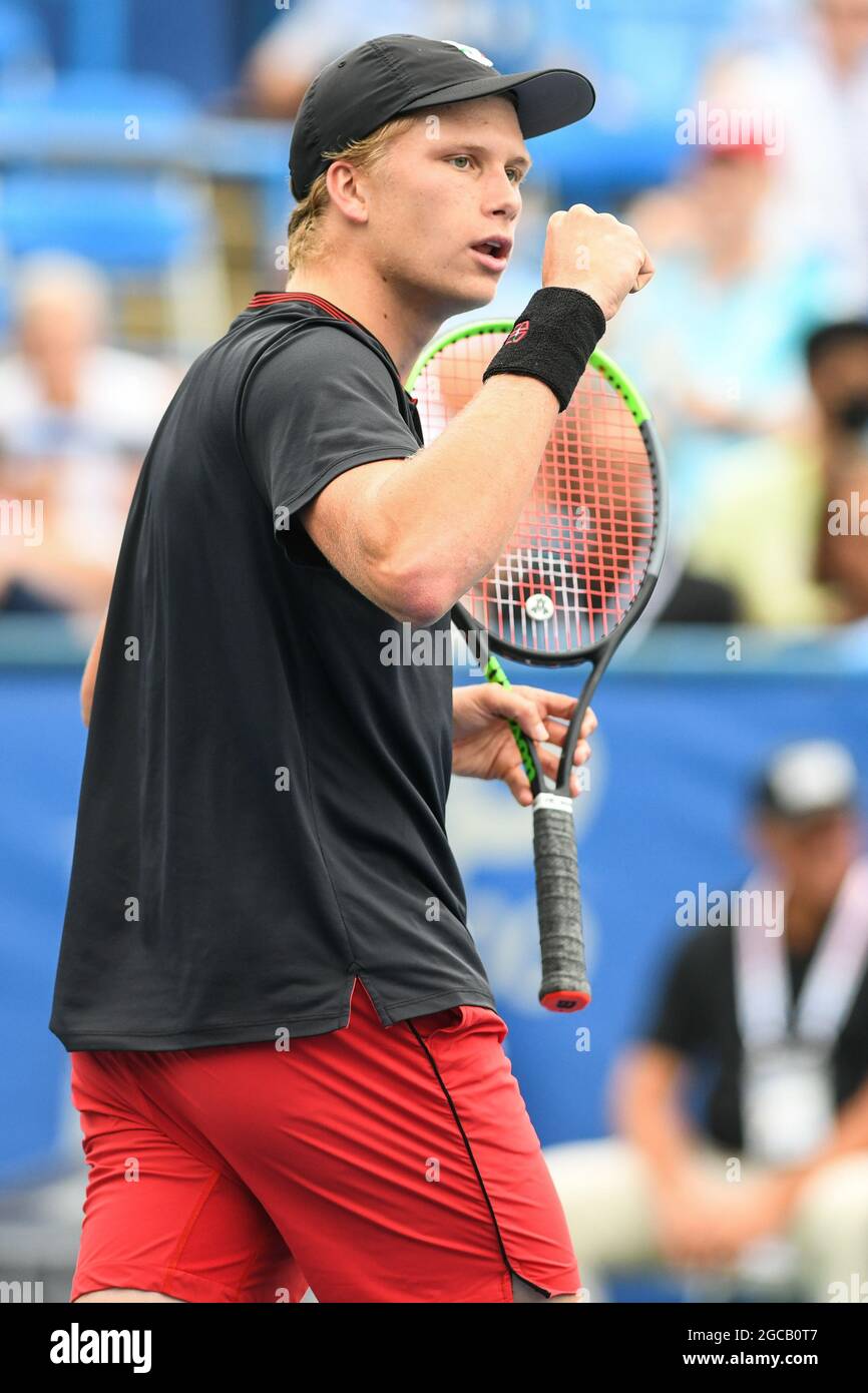 Washington, D.C, USA. 7th Aug, 2021. JENSON BROOKSBY pumps his fist ...