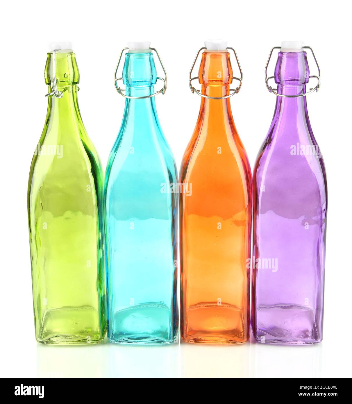 Empty color glass bottles, isolated on white Stock Photo - Alamy