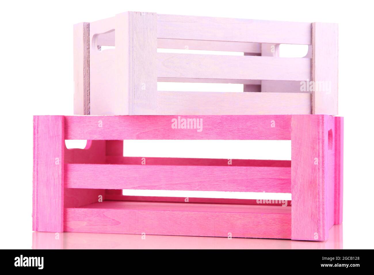 Color wooden crates, isolated on white Stock Photo - Alamy