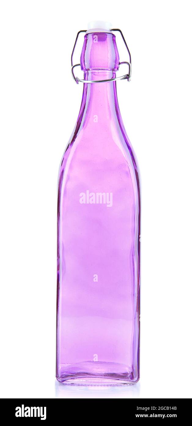 Empty color glass bottle, isolated on white Stock Photo - Alamy