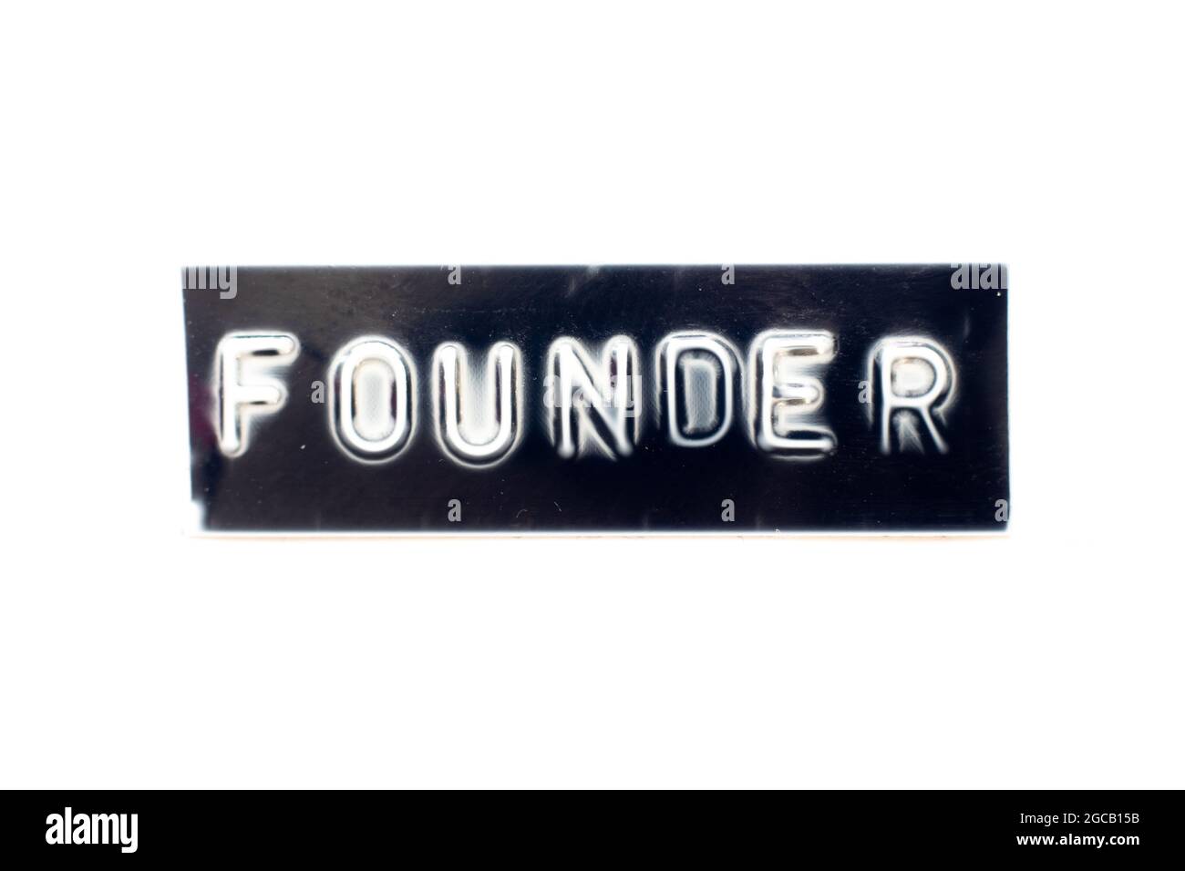 Embossed letter in word founder on black banner with white background ...