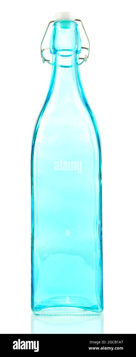 Empty color glass bottle, isolated on white Stock Photo - Alamy