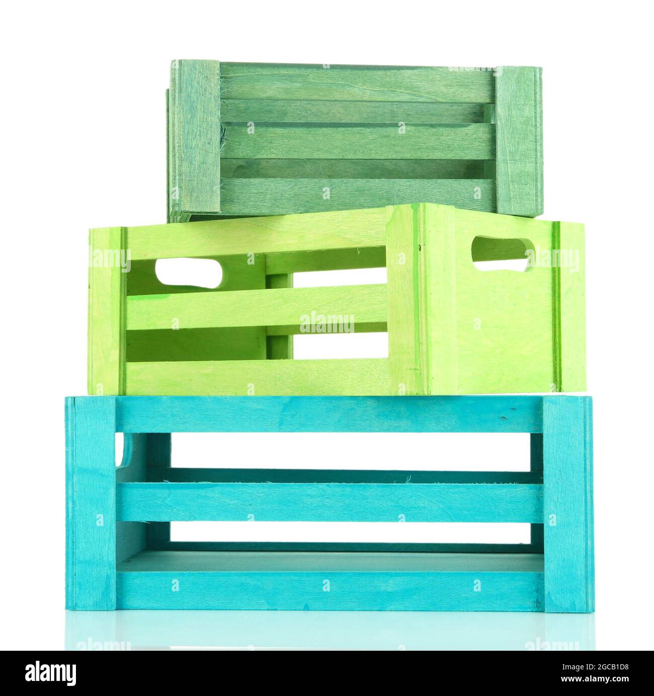 Color wooden crates, isolated on white Stock Photo - Alamy