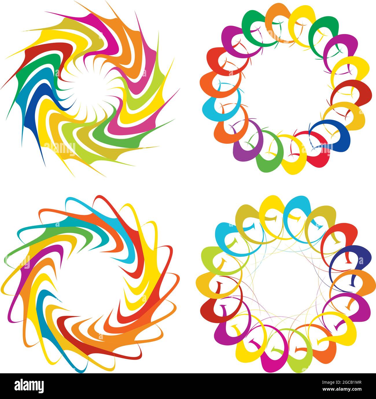 Circular, radial icon, motif, mandala shape. Swirl, twirl, helix ...