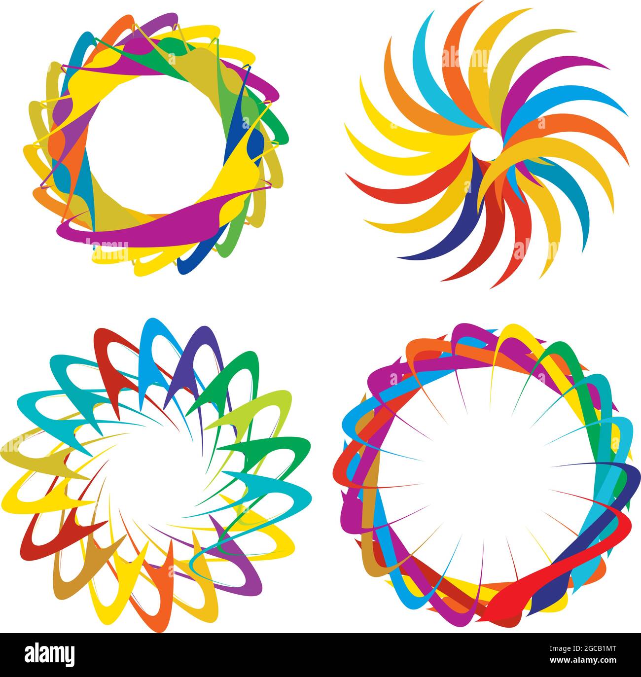 Circular, radial icon, motif, mandala shape. Swirl, twirl, helix ...