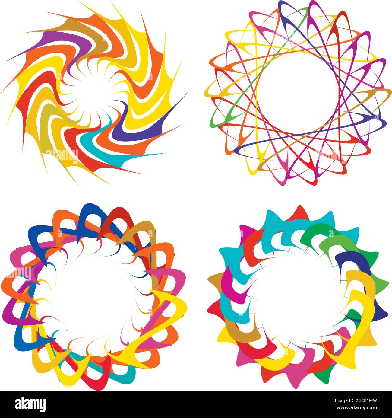 Circular, radial icon, motif, mandala shape. Swirl, twirl, helix ...