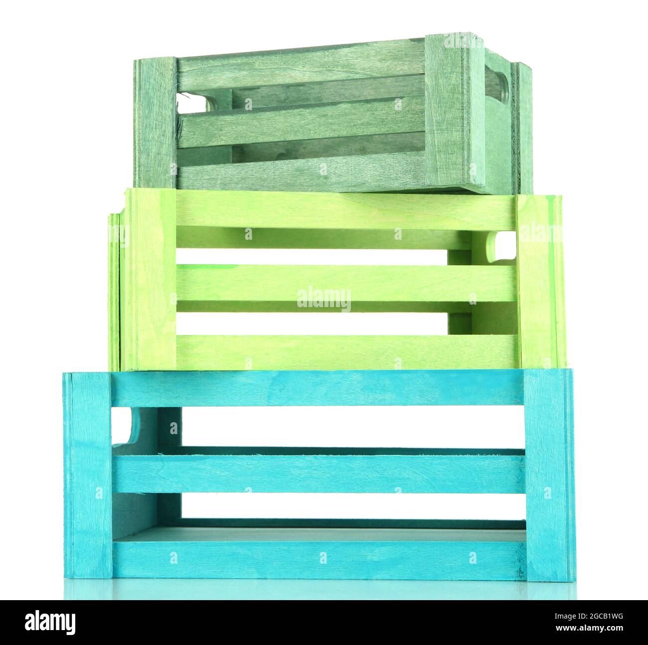 Color wooden crates, isolated on white Stock Photo - Alamy