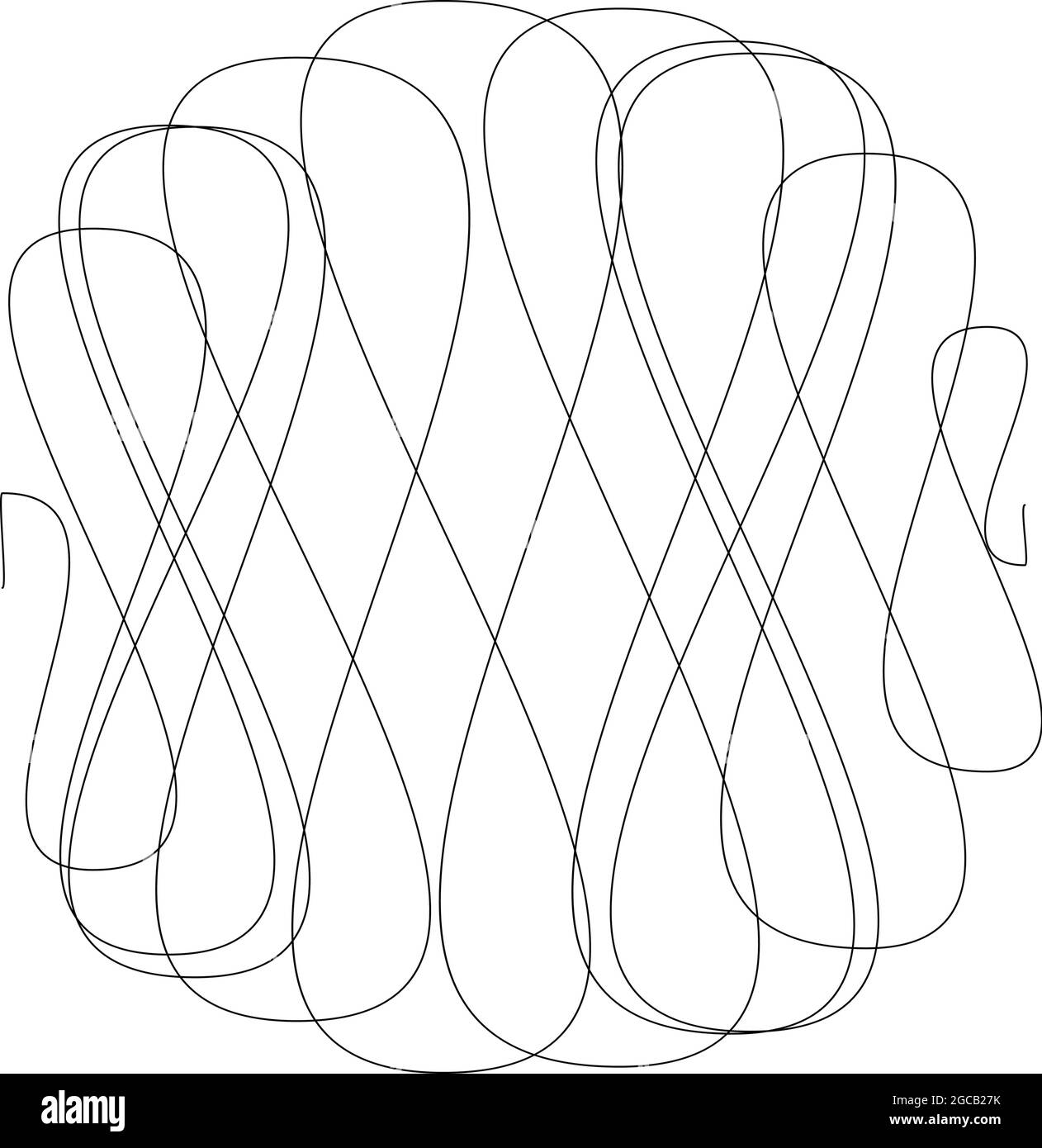 Random curly, tangle, twine lines. Doddle, sketchy, sketch rounded ...