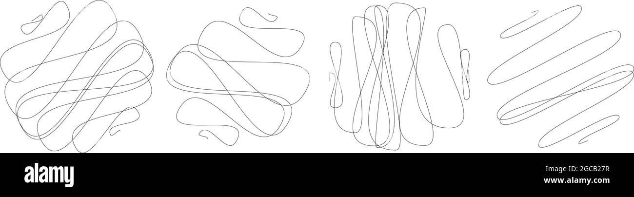Random curly, tangle, twine lines. Doddle, sketchy, sketch rounded ...