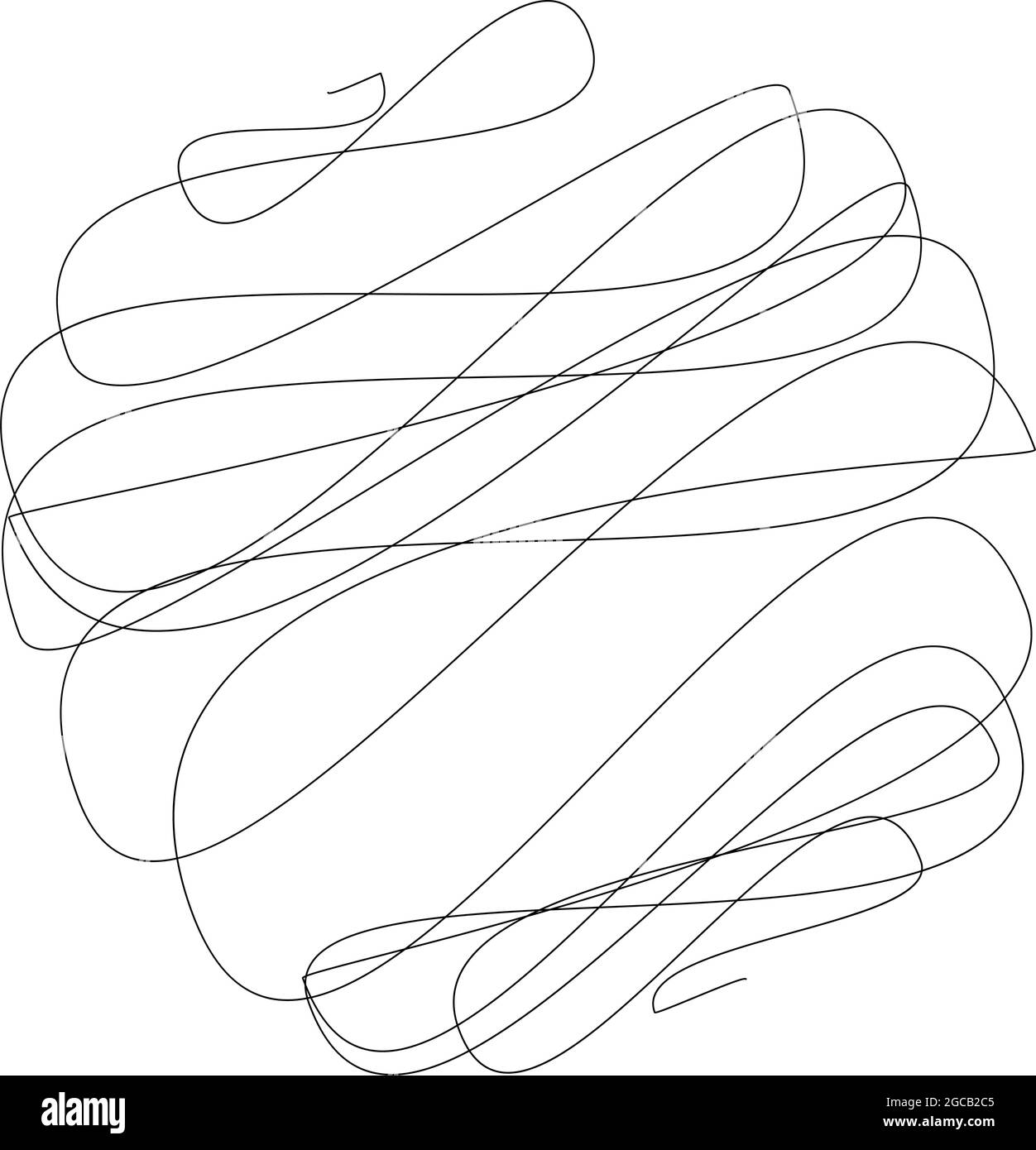 Random curly, tangle, twine lines. Doddle, sketchy, sketch rounded ...