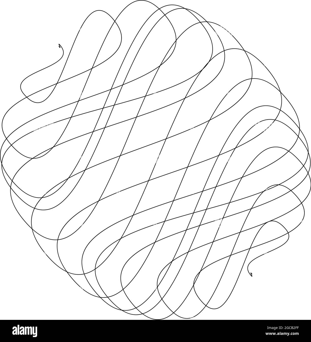 Random curly, tangle, twine lines. Doddle, sketchy, sketch rounded ...