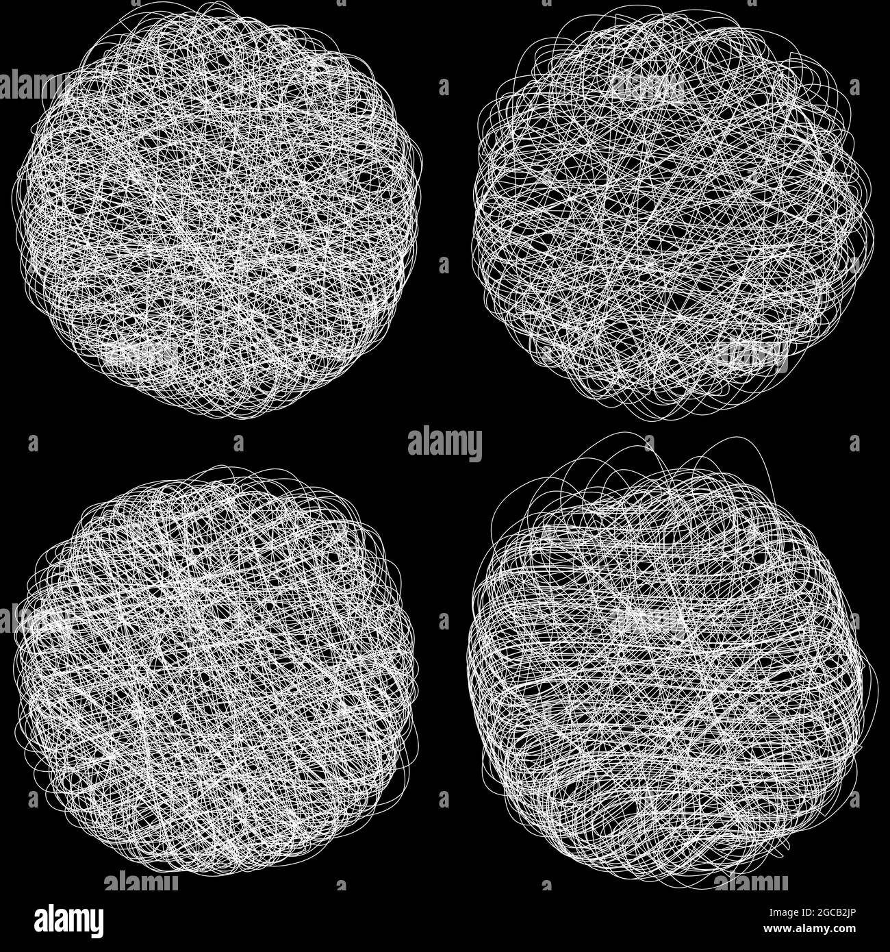 Random curly, tangle, twine lines. Doddle, sketchy, sketch rounded ...