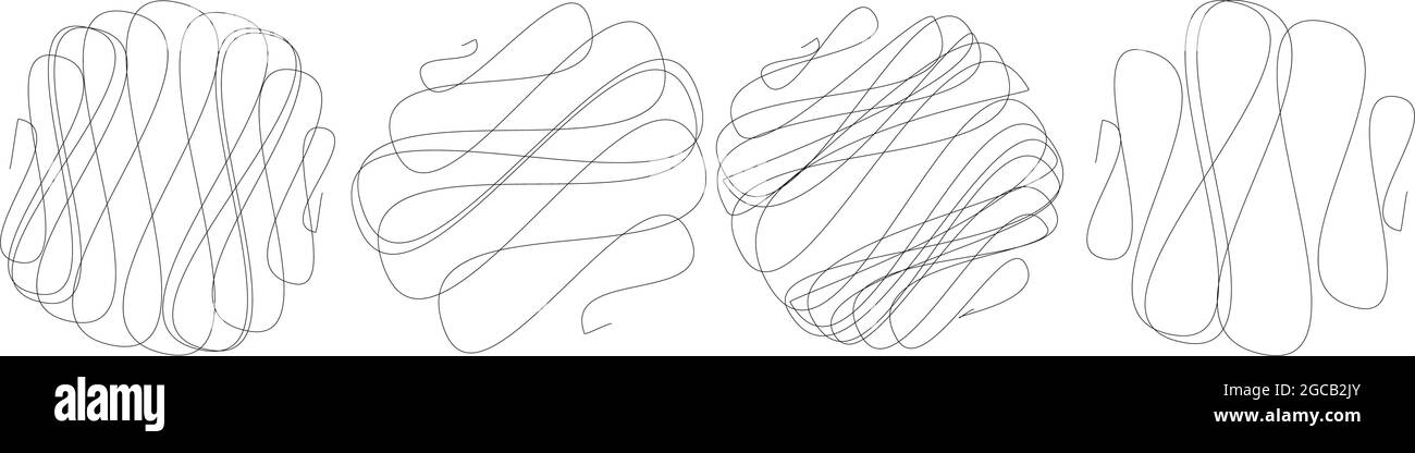 Random curly, tangle, twine lines. Doddle, sketchy, sketch rounded ...
