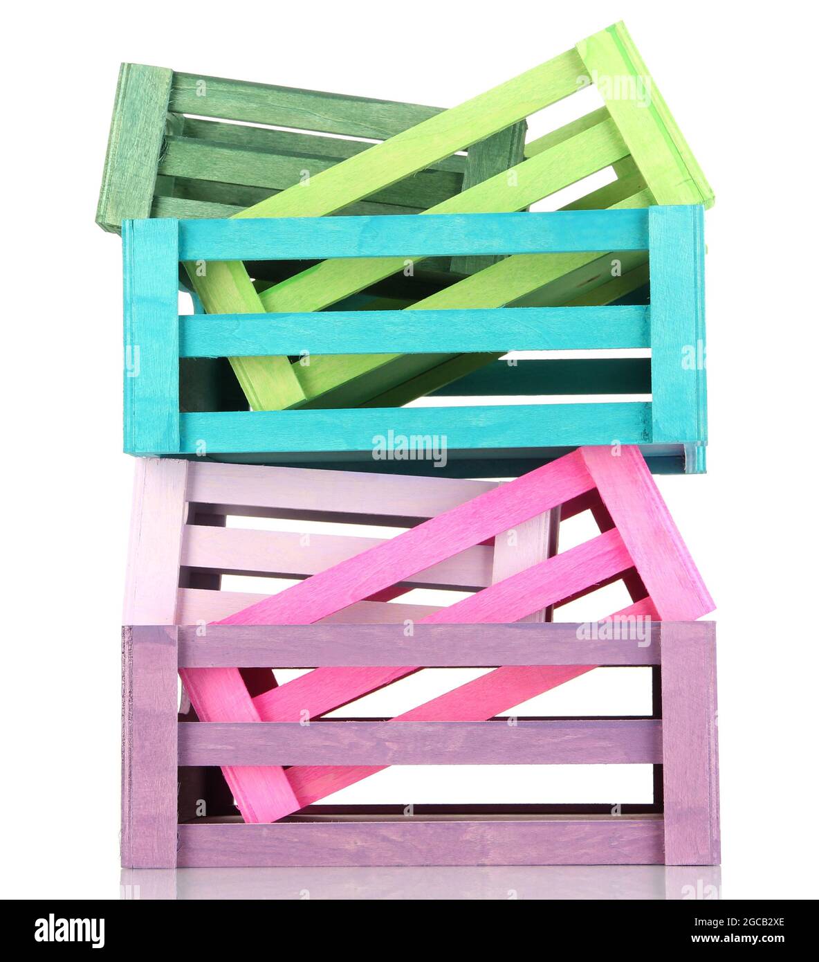 Color wooden crates, isolated on white Stock Photo - Alamy
