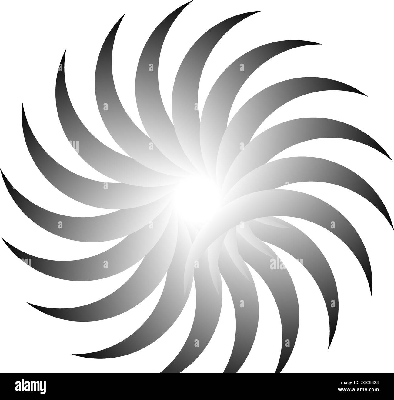 Circular, radial icon, motif, mandala shape. Swirl, twirl, helix ...