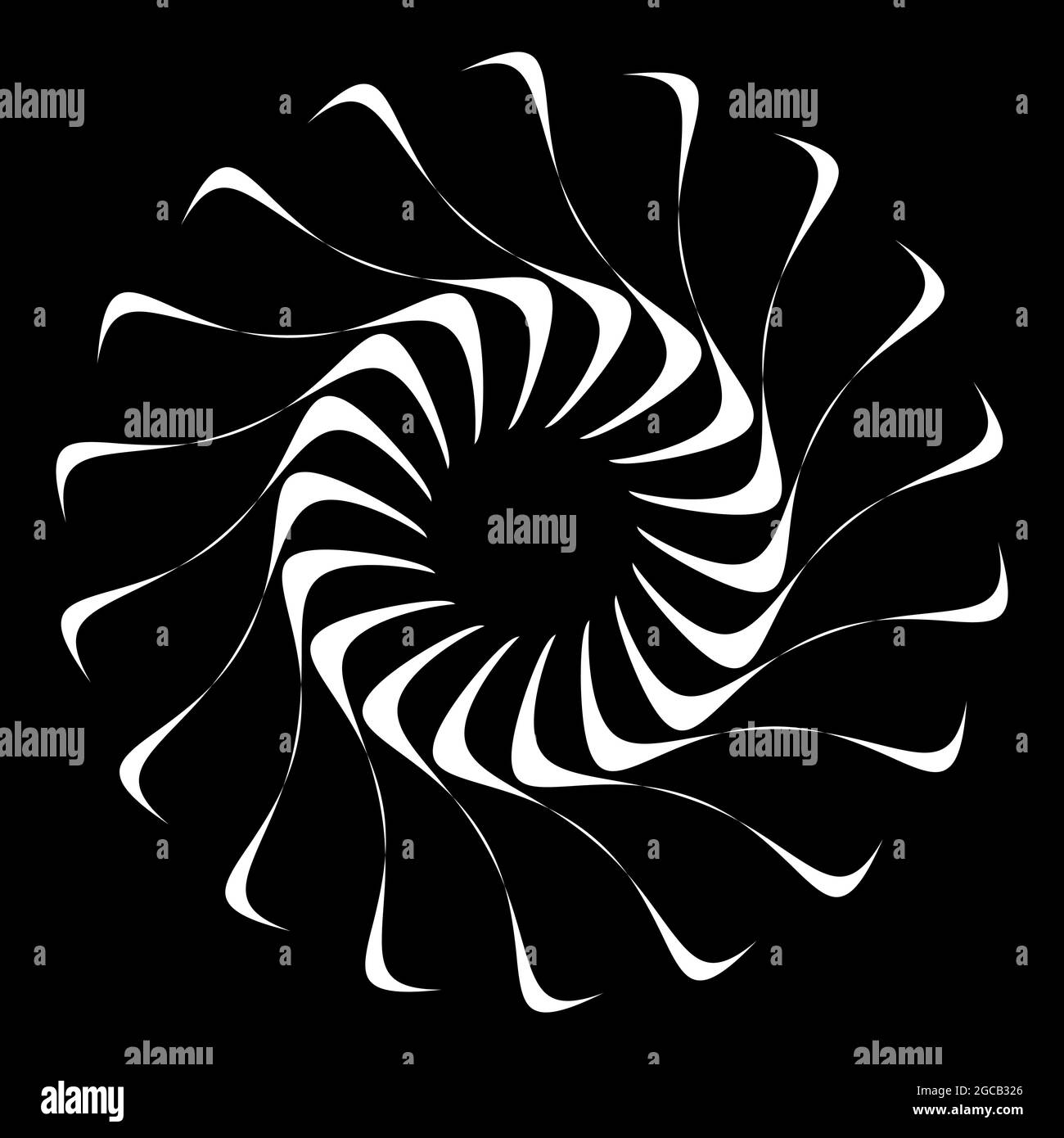 Circular, radial icon, motif, mandala shape. Swirl, twirl, helix ...